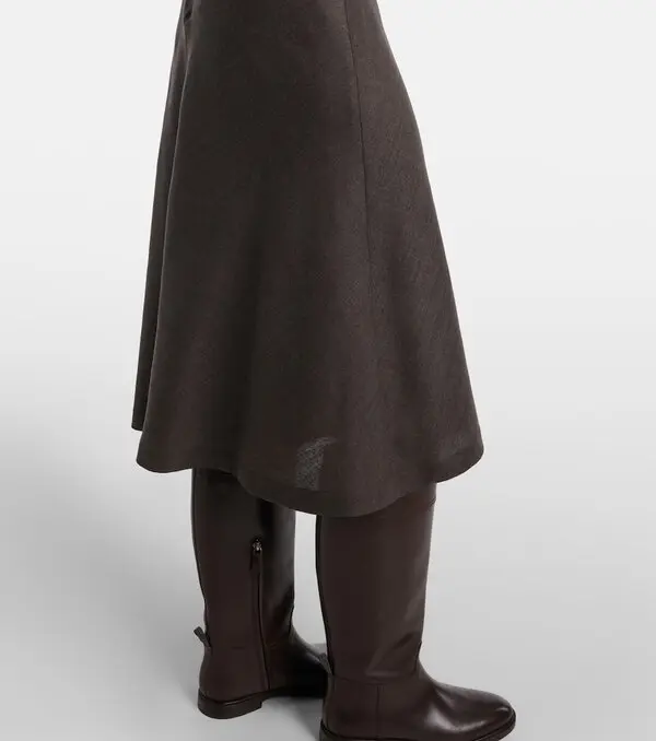 Brunello Cucinelli Draped Wool-blend Midi Dress