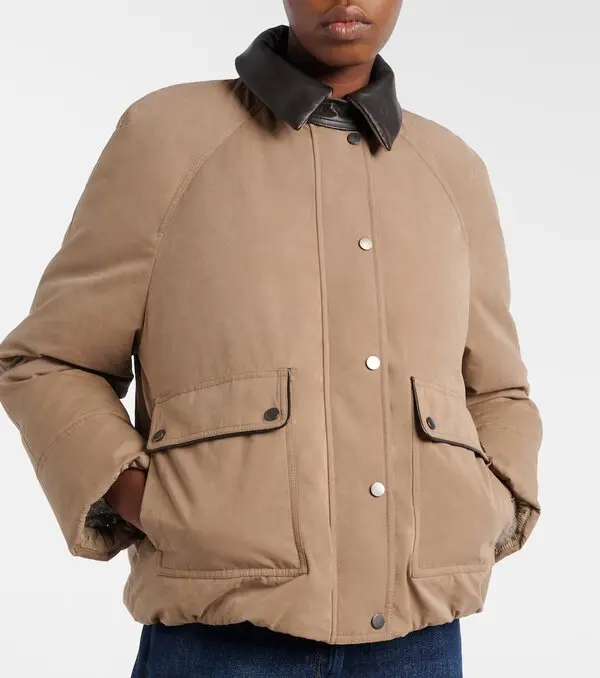 Brunello Cucinelli Leather-trimmed Padded Jacket