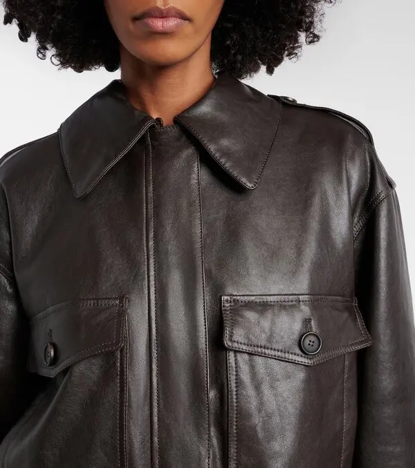 Brunello Cucinelli Shearling-trimmed Leather Bomber Jacket - Brown