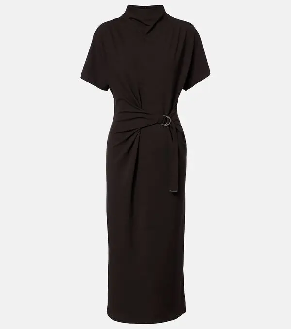 Brunello Cucinelli Gathered Jersey Midi Dress - Brown