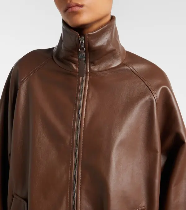 Brunello Cucinelli Monili Leather Jacket - Brown