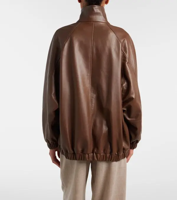 Brunello Cucinelli Monili Leather Jacket - Brown
