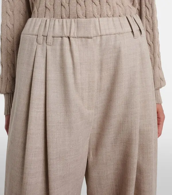 Brunello Cucinelli Monili Virgin Wool Wide-leg Pants