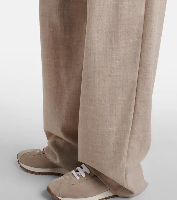 Brunello Cucinelli Monili Virgin Wool Wide-leg Pants