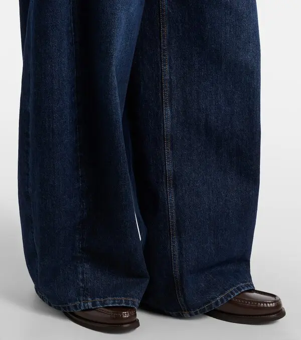 Brunello Cucinelli Barrel Leg Jeans With Leather Trim