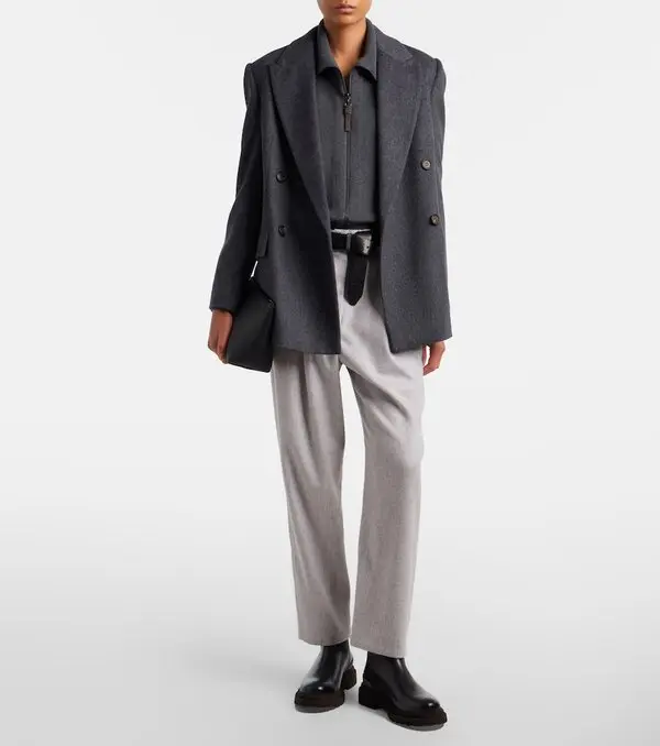 Brunello Cucinelli Monili Wool Tapered Pants