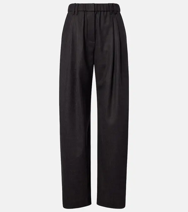 Brunello Cucinelli Monili Virgin Wool Wide-leg Pants - Grey