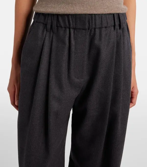 Brunello Cucinelli Monili Virgin Wool Wide-leg Pants - Grey