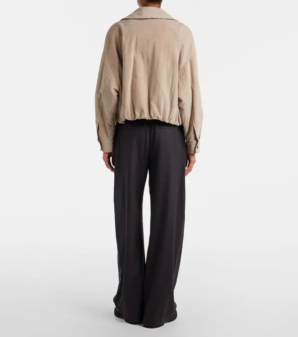 Brunello Cucinelli Monili Virgin Wool Wide-leg Pants - Grey
