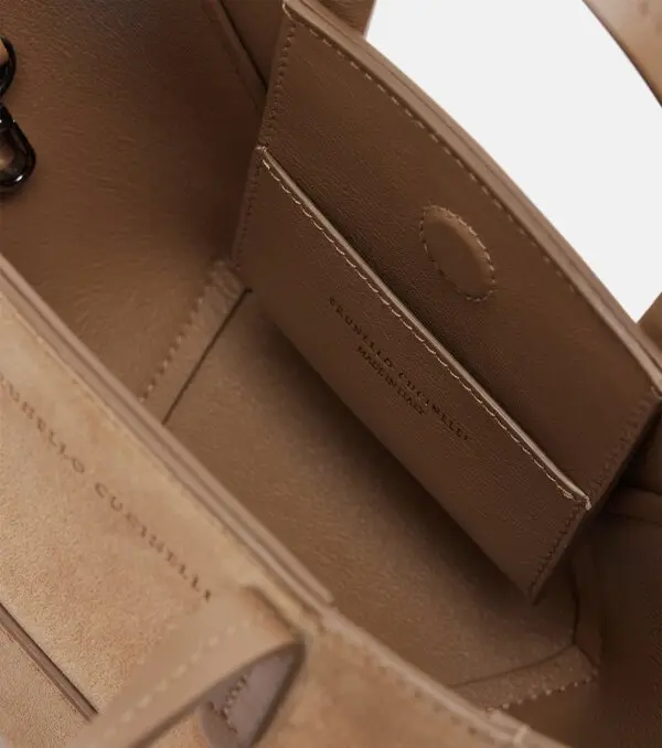 Brunello Cucinelli Duo Mini Monili Suede Top-handle Bag - Beige