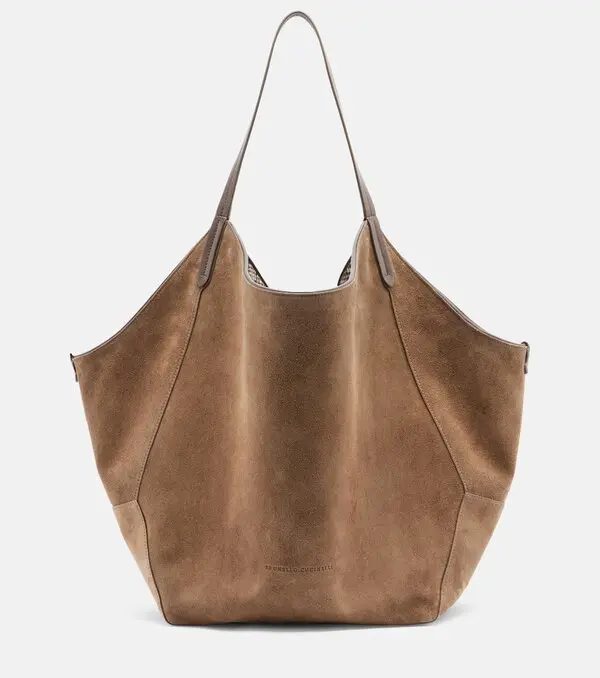 Brunello Cucinelli Monili Reversible Suede Tote Bag - Beige