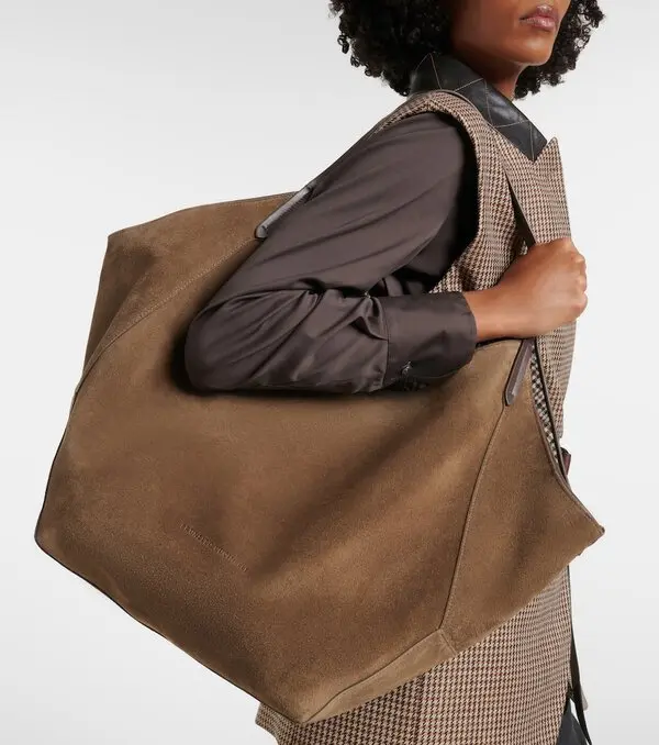 Brunello Cucinelli Monili Reversible Suede Tote Bag