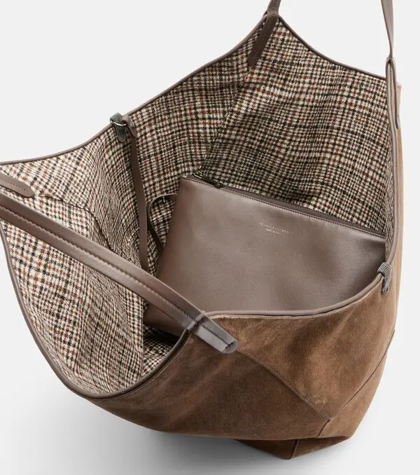 Brunello Cucinelli Monili Reversible Suede Tote Bag