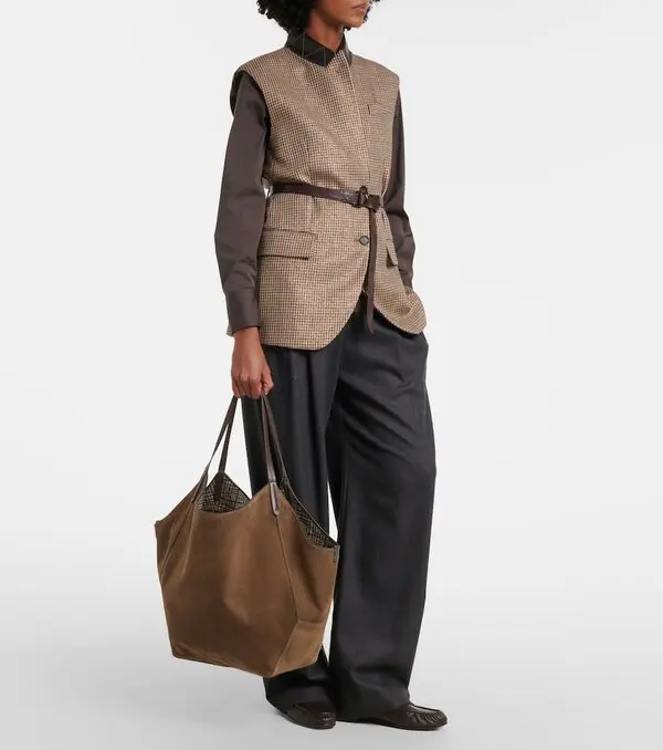 Brunello Cucinelli Monili Reversible Suede Tote Bag