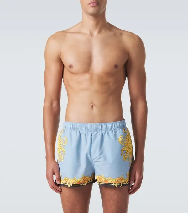 Versace Printed Swim Trunks - Blue