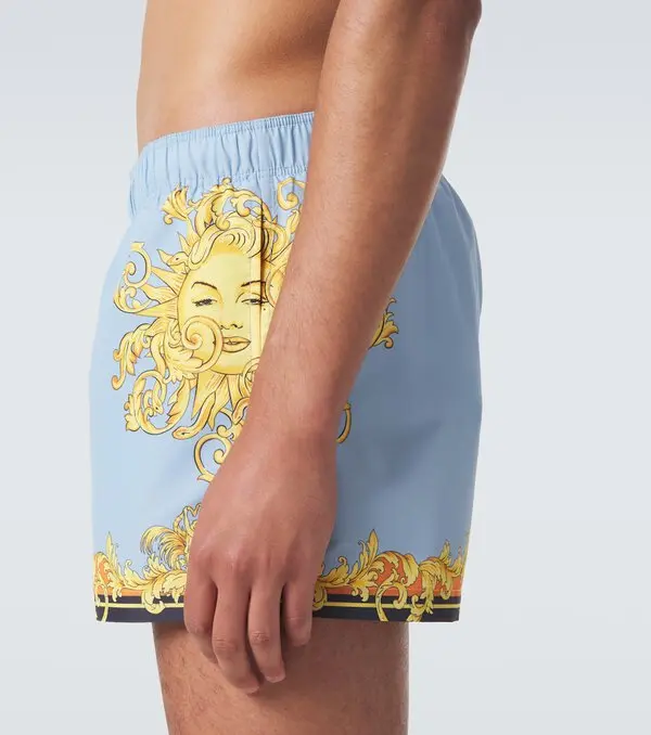 Versace Printed Swim Trunks - Blue