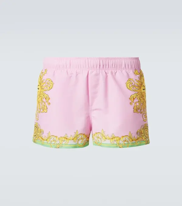 Versace Printed Swim Trunks - Pink