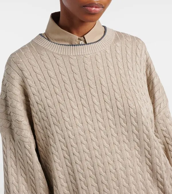 Brunello Cucinelli Cable-knit Metallic Cotton-blend Vest