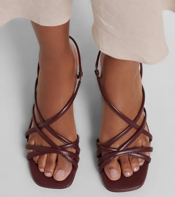 Brunello Cucinelli Monili Leather Slingback Sandals
