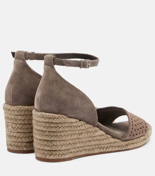 Brunello Cucinelli Suede Espadrille Wedges - Grey