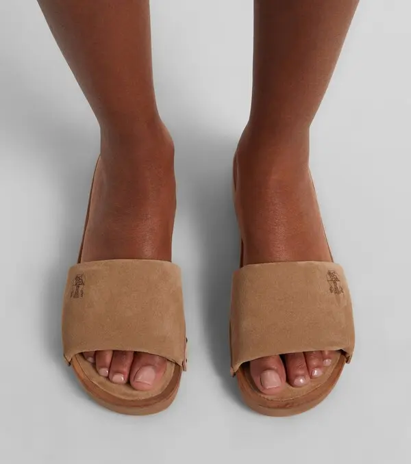 Brunello Cucinelli Suede Clogs - Beige
