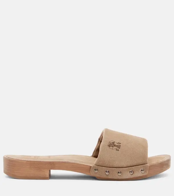 Brunello Cucinelli Suede Clogs - Beige