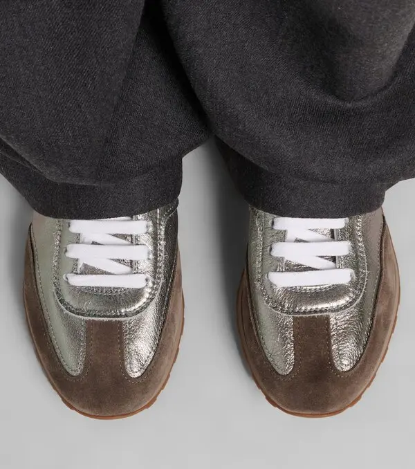 Brunello Cucinelli Monili Metallic Leather Sneakers