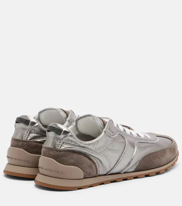 Brunello Cucinelli Monili Metallic Leather Sneakers