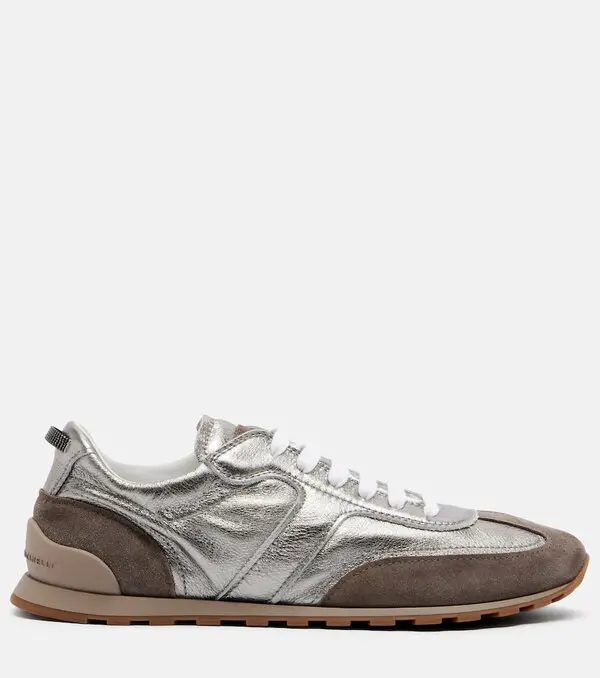 Brunello Cucinelli Monili Metallic Leather Sneakers