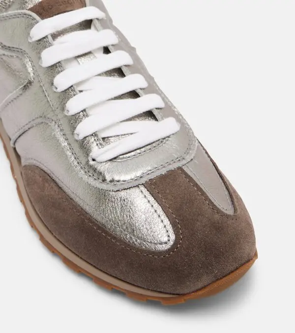 Brunello Cucinelli Monili Metallic Leather Sneakers
