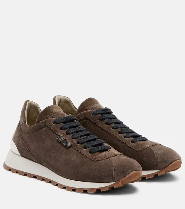 Brunello Cucinelli Monili Suede Sneakers - Grey