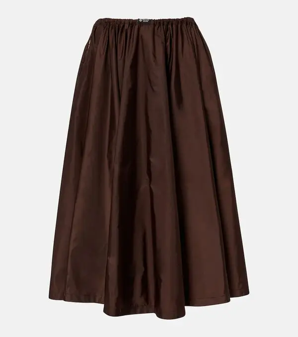 Prada Re-nylon Pleated Midi Skirt - Brown