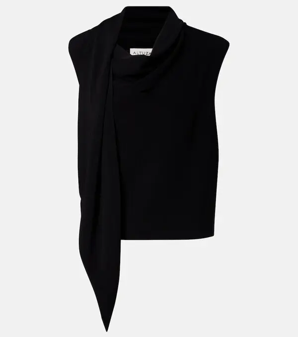 Altuzarra Sleeveless Draped Cowl Neck Top With Scarf Detail - Black