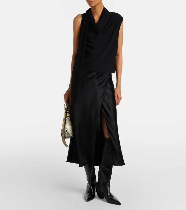 Altuzarra Sleeveless Draped Cowl Neck Top With Scarf Detail - Black