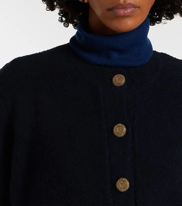 Altuzarra Harris Cropped Wool-blend Cardigan - Blue