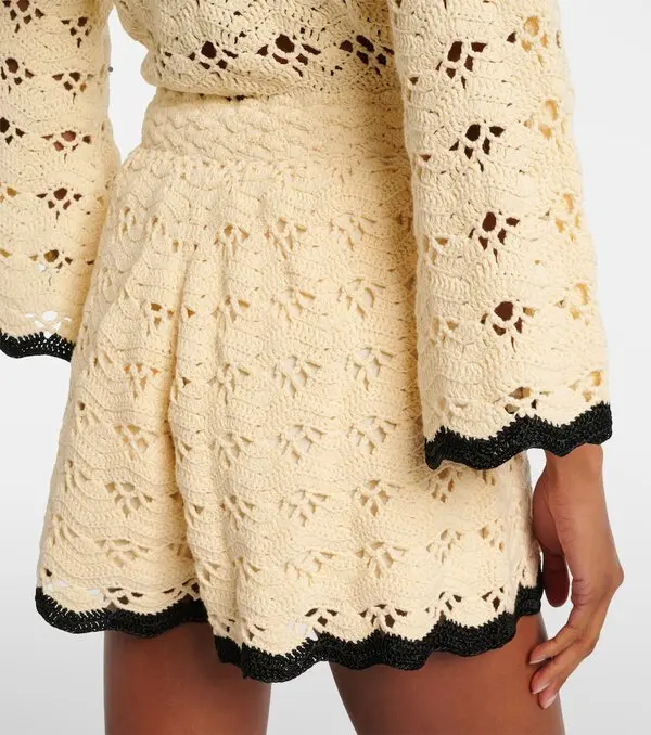Zimmermann Aster Crochet Cotton Shorts - White
