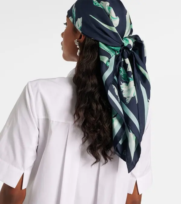 Erdem Floral Silk Twill Scarf