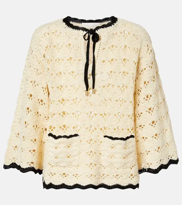 Zimmermann Aster Crochet Cotton Top - White