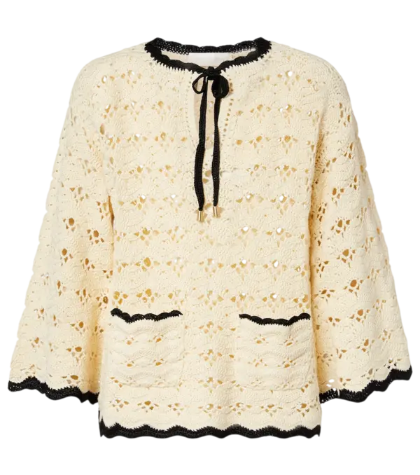 Zimmermann Aster Crochet Cotton Top - White