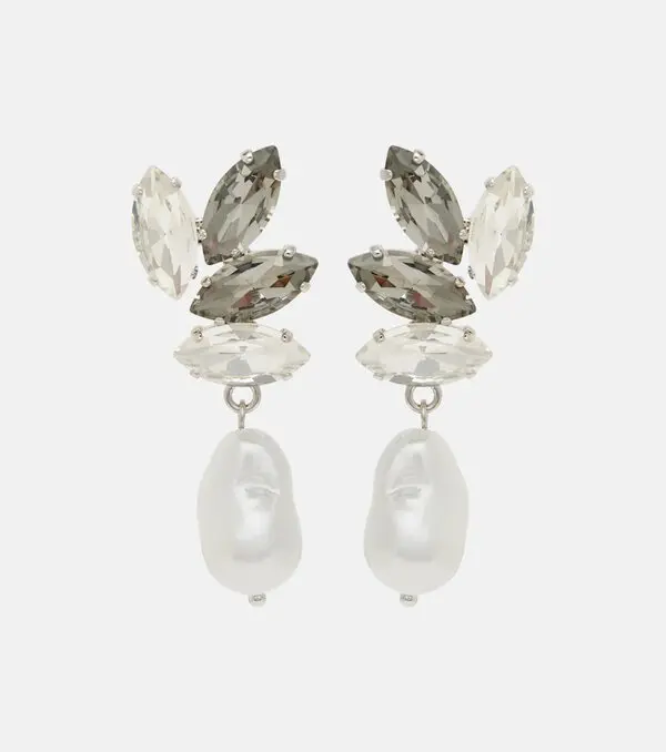 Erdem Embellished Faux Pearl Drop Earrings - Silver