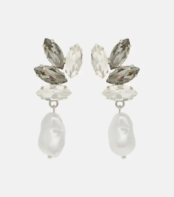 Erdem Embellished Faux-pearl Drop Earrings - Silver