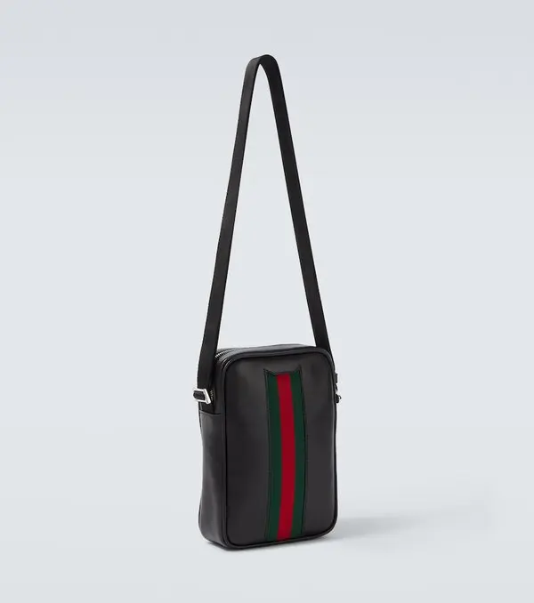 Gucci Web Trademark Mini Leather Crossbody Bag