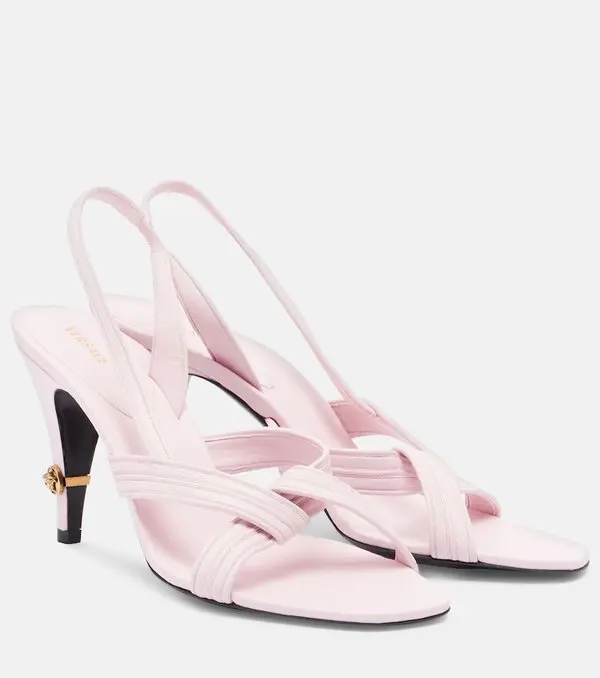 Versace Medusa Leather Slingback Sandals - Pink