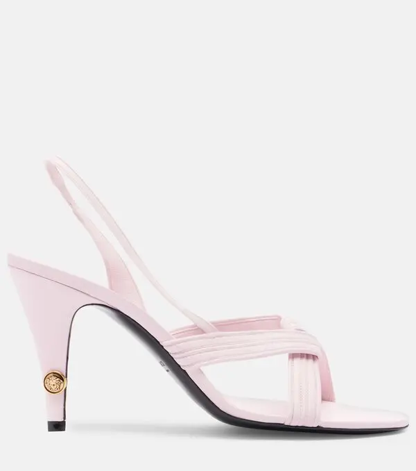 Versace Medusa Leather Slingback Sandals - Pink