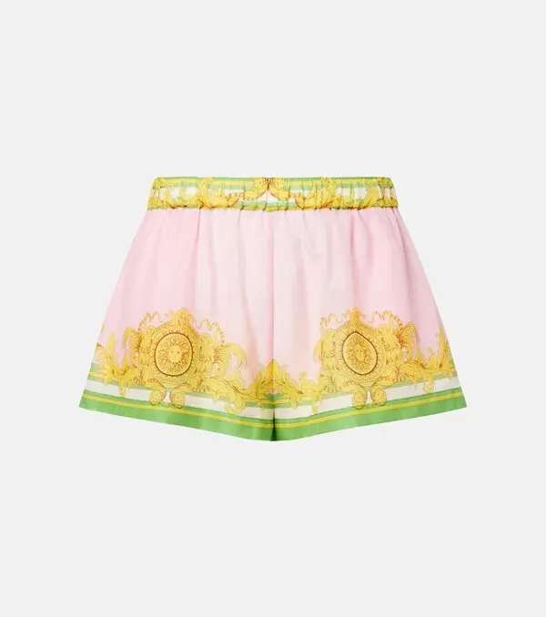 Versace Printed Cotton And Silk Voile Shorts - Multicoloured