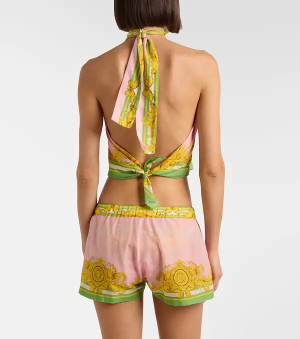 Versace Printed Cotton And Silk Voile Shorts