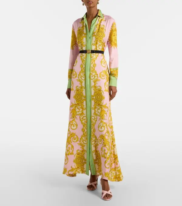 Versace Printed Silk Twill Shirt Dress
