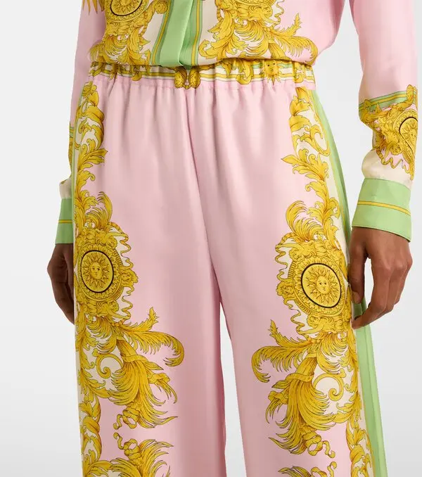 Versace Printed Silk Twill Wide-leg Pants - Multicoloured