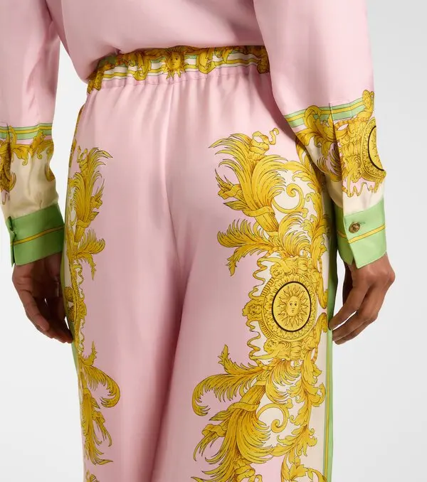 Versace Printed Silk Twill Wide-leg Pants - Multicoloured