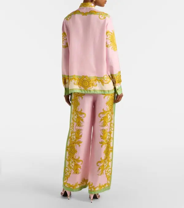 Versace Printed Silk Twill Wide-leg Pants - Multicoloured